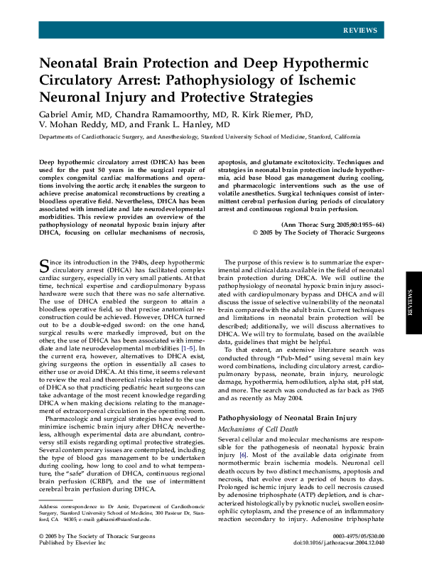 (PDF) Neonatal Brain Protection and Deep Hypothermic Circulatory Arrest ...