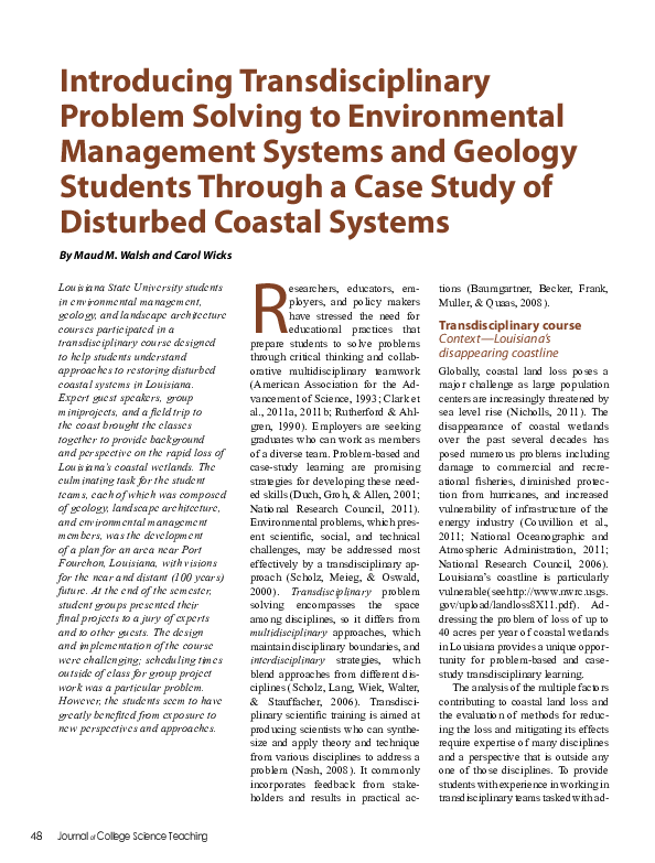 (PDF) Introducing Transdisciplinary Problem Solving to Environmental Management Systems and ...