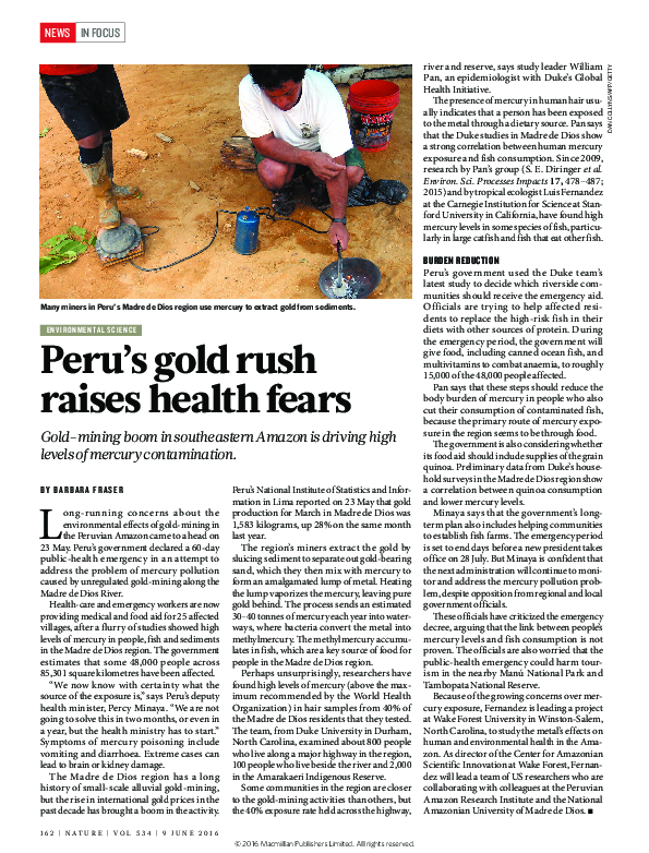 (PDF) Peru’s gold rush prompts public-health emergency