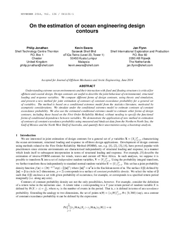 (PDF) On the estimation of ocean engineering design contours