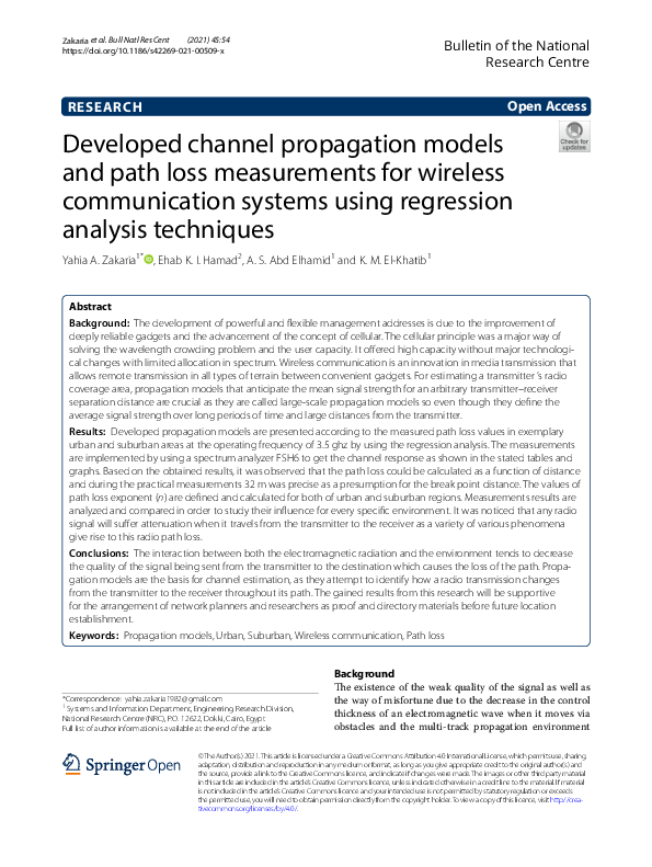 (PDF) Developed channel propagation models and path loss measurements for wireless communication ...