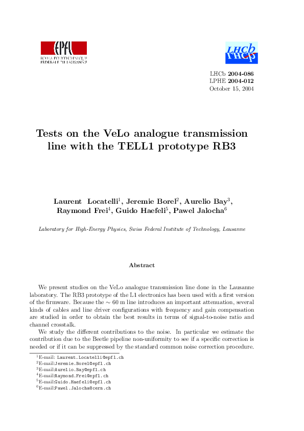 (PDF) Tests on the VeLo analogue transmission line with the TELL1 ...