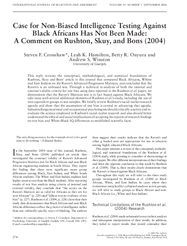 (PDF) Case for Non-Biased Intelligence Testing Against Black Africans ...