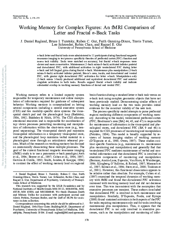(PDF) Working memory for complex figures: An fMRI comparison of letter ...