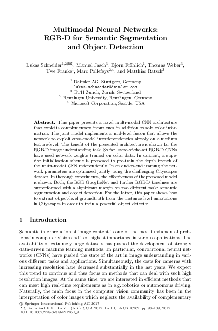 (PDF) Multimodal Neural Networks: RGB-D for Semantic Segmentation and ...