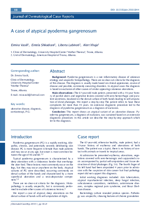 (PDF) A case of atypical pyoderma gangrenosum