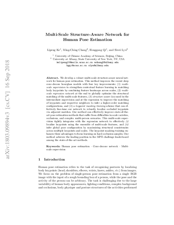 Pdf Multi Scale Structure Aware Network For Human Pose Estimation