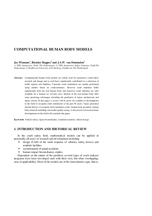 (PDF) Computational Human Body Models | Jac Wismans - Academia.edu