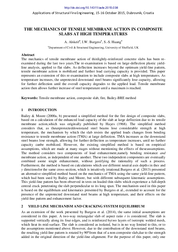 (PDF) The Mechanics of Tensile Membrane Action in Composite Slabs at ...