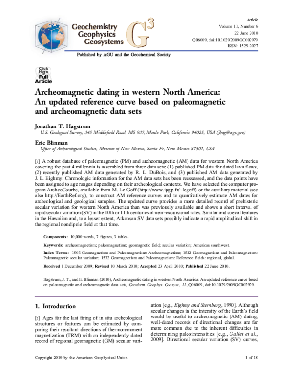 (PDF) Archeomagnetic dating in western North America: An updated ...