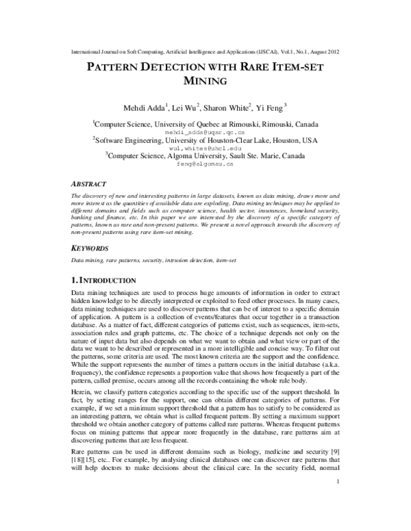 (PDF) Pattern Detection with Rare Item-set Mining