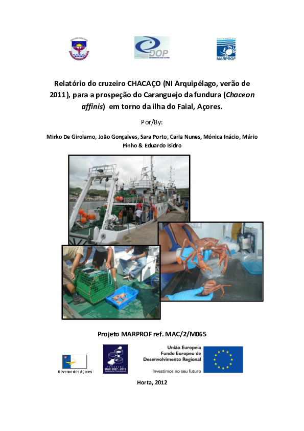 (PDF) Relatório do cruzeiro CHACAÇO (NI Arquipélago, verão de 2011 ...