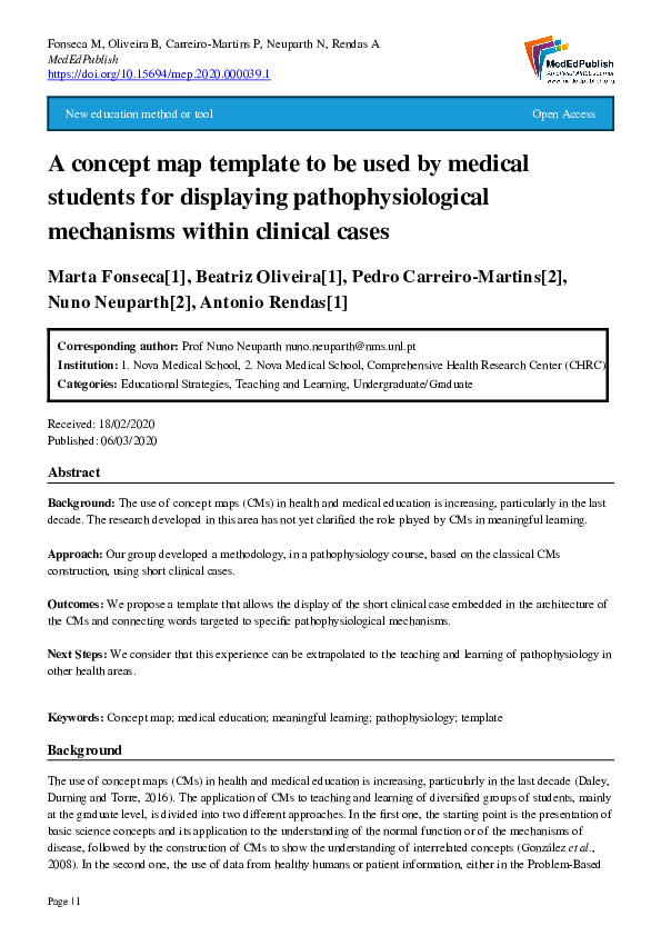 (PDF) A concept map template to be used by medical students for ...