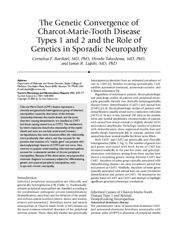 (PDF) The genetic convergence of Charcot-Marie-Tooth disease types 1 ...