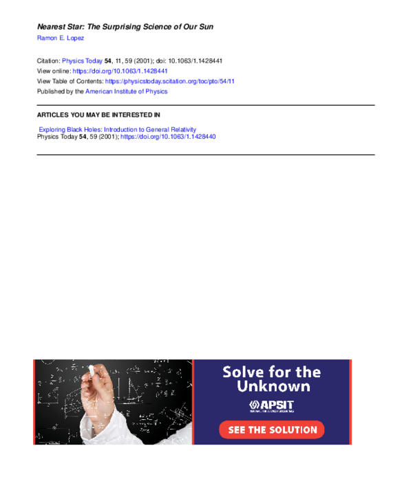 (PDF) Nearest star : the surprising science of our sun