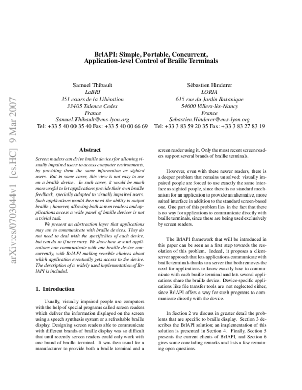 (PDF) BrlAPI: Simple, Portable, Concurrent, Application-level Control ...