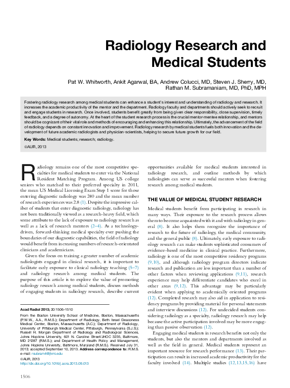 (PDF) Radiology research and medical students