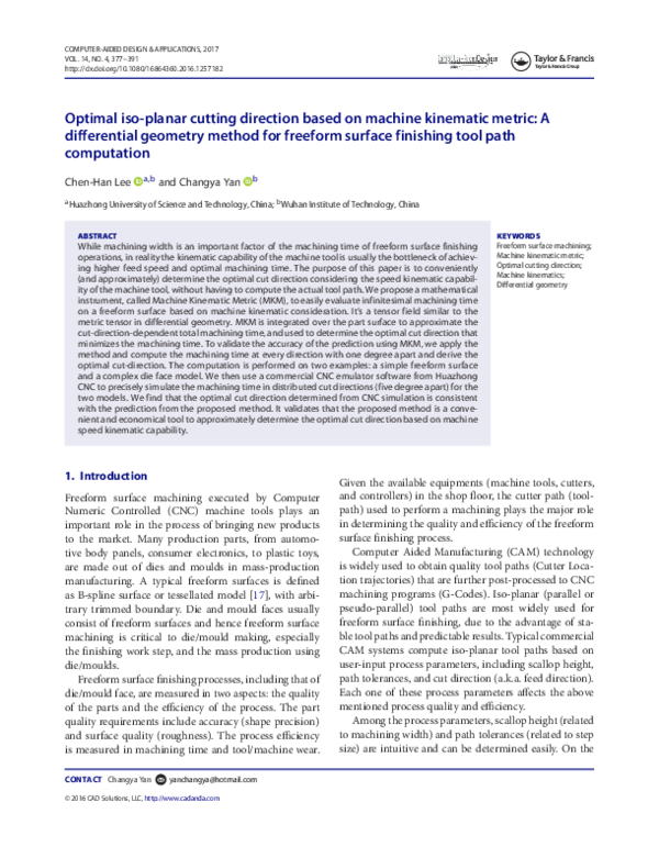 (PDF) Optimal iso-planar cutting direction based on machine kinematic ...