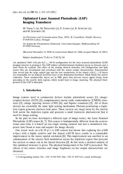 (PDF) Optimized Laser Scanned Photodiode (LSP) Imaging Transducer