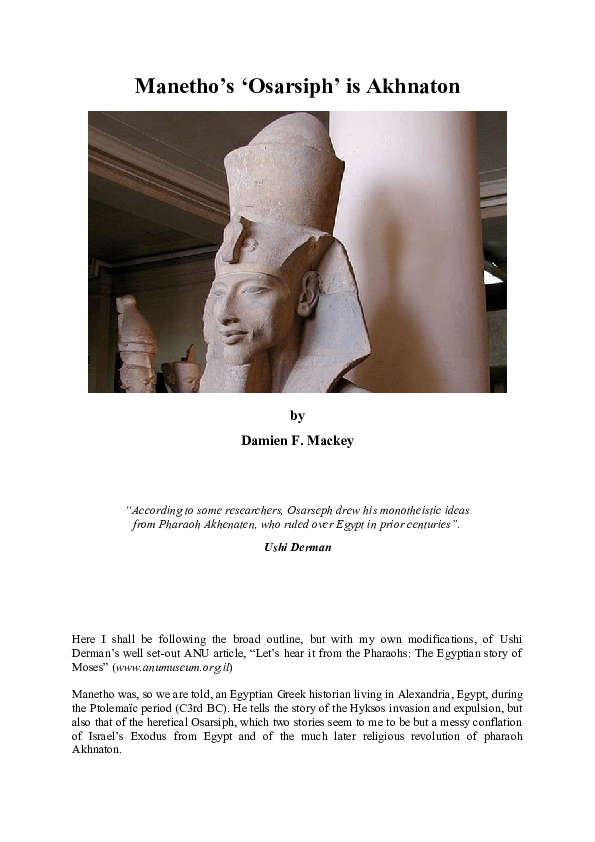 (DOC) Manetho's 'Osarsiph' is Akhnaton