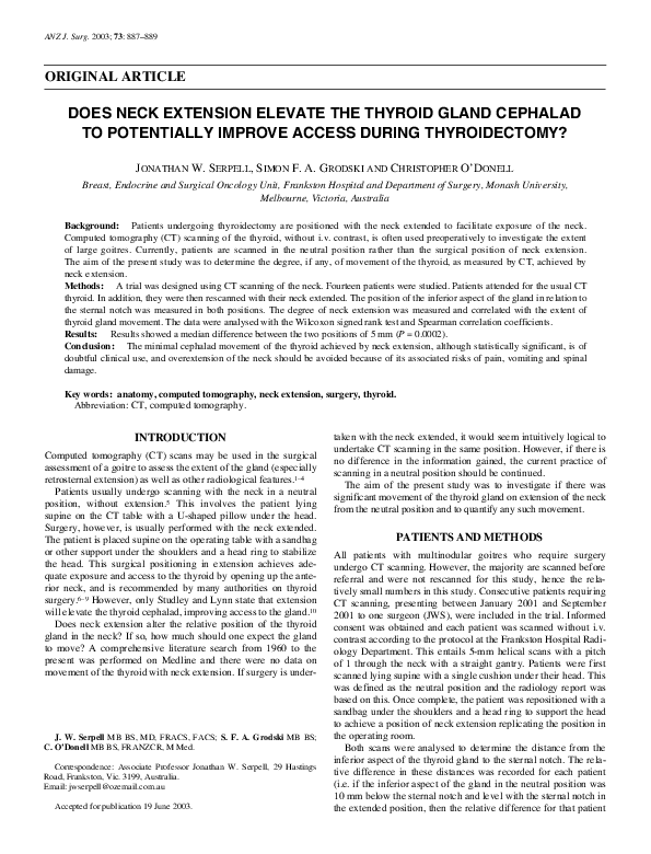 (PDF) Does Neck Extension Elevate the Thyroid Gland Cephalad to ...