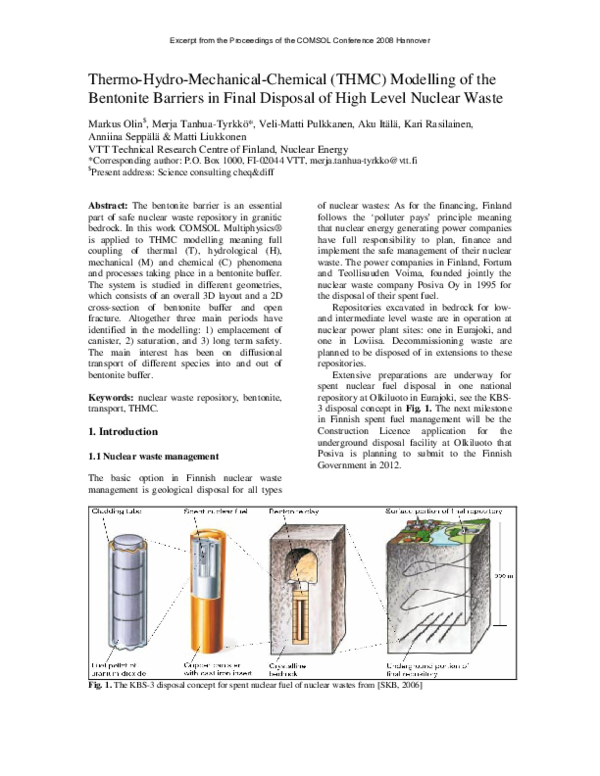 (PDF) Thermo-Hydro-Mechanical-Chemical (THMC) Modelling of the ...