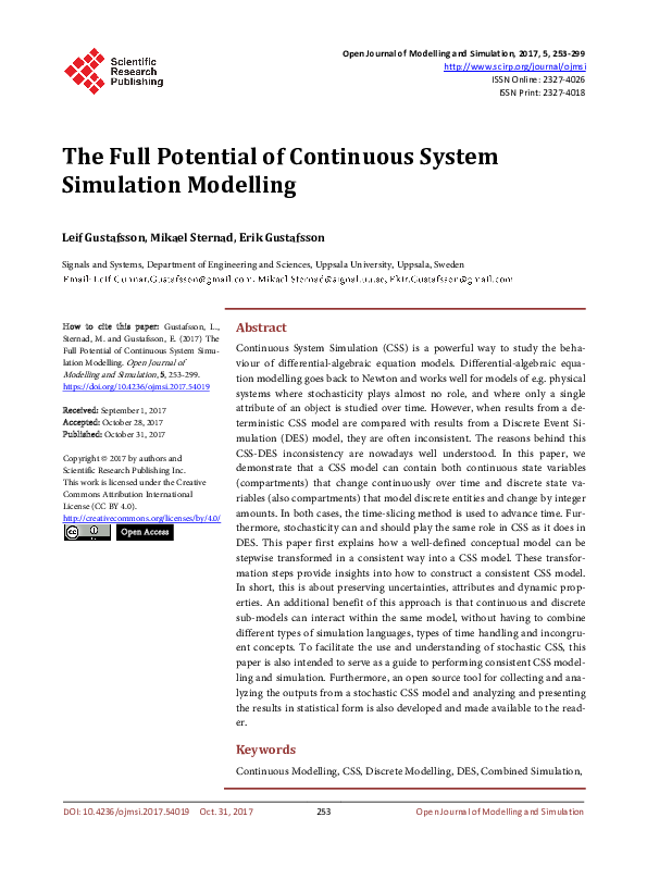 (PDF) The Full Potential of Continuous System Simulation Modelling