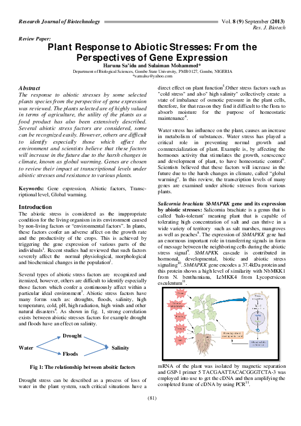 (PDF) Plant response to abiotic stresses: from the perspective of gene expression | Sulaiman ...