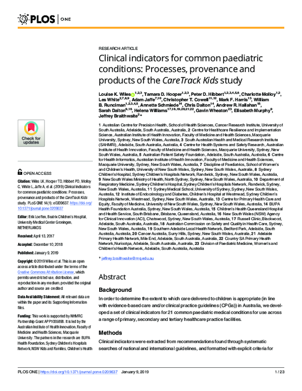 (PDF) Clinical indicators for common paediatric conditions: Processes ...