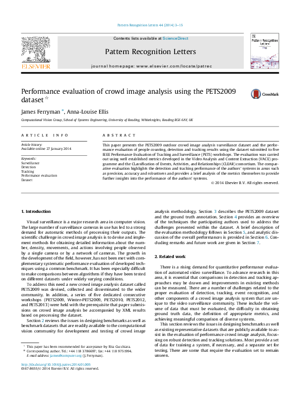(PDF) Performance evaluation of crowd image analysis using the PETS2009 ...
