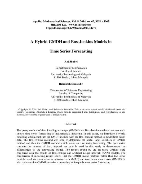 (PDF) A hybrid GMDH and Box-Jenkins models in time series forecasting | ruhaidah samsudin ...