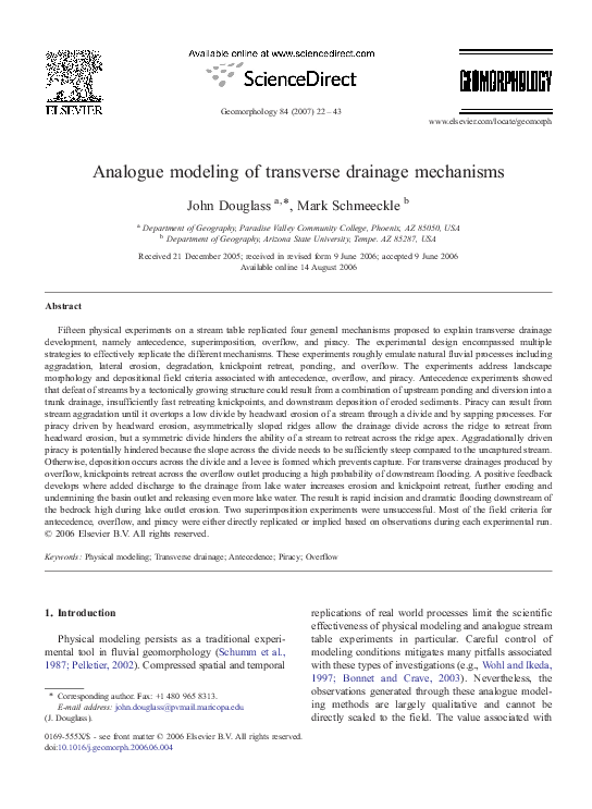 (PDF) Analogue modeling of transverse drainage mechanisms