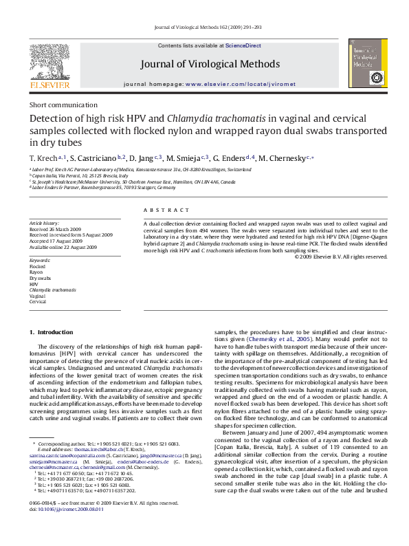 (PDF) Detection of high risk HPV and Chlamydia trachomatis in vaginal and cervical samples ...