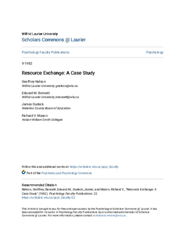 (PDF) Resource Exchange: A Case Study | Geoffrey Nelson - Academia.edu