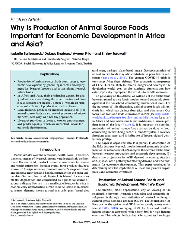(PDF) Why Is Production of Animal Source Foods Important for Economic ...