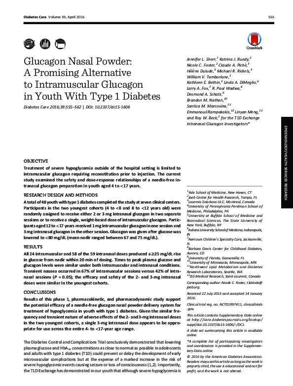 (PDF) Glucagon Nasal Powder: A Promising Alternative to Intramuscular ...