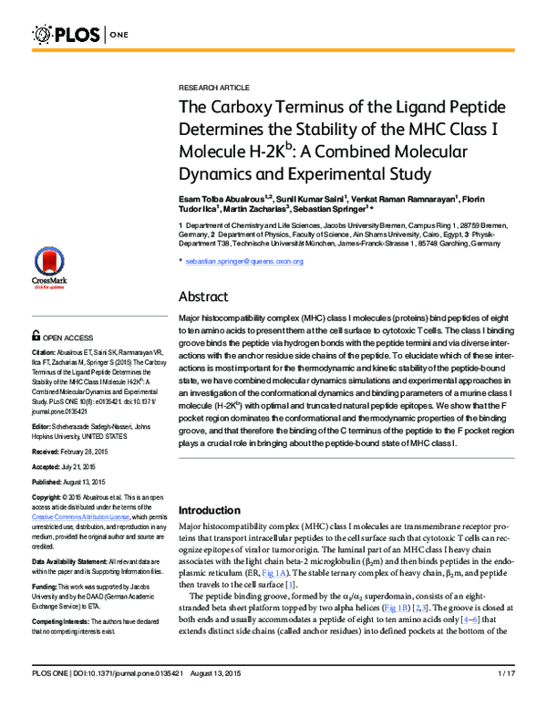 (PDF) The Carboxy Terminus of the Ligand Peptide Determines the ...