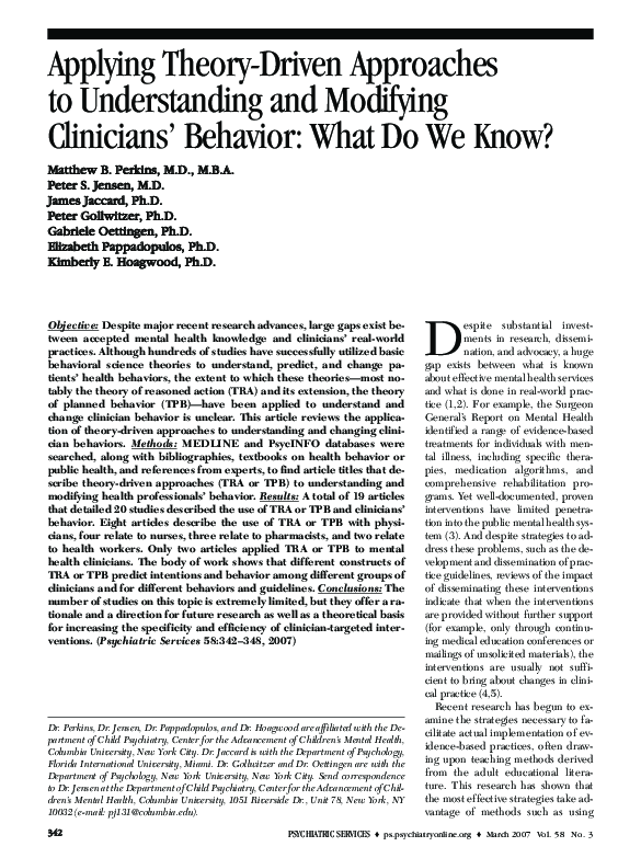 (PDF) Applying Theory-Driven Approaches to Understanding and Modifying ...