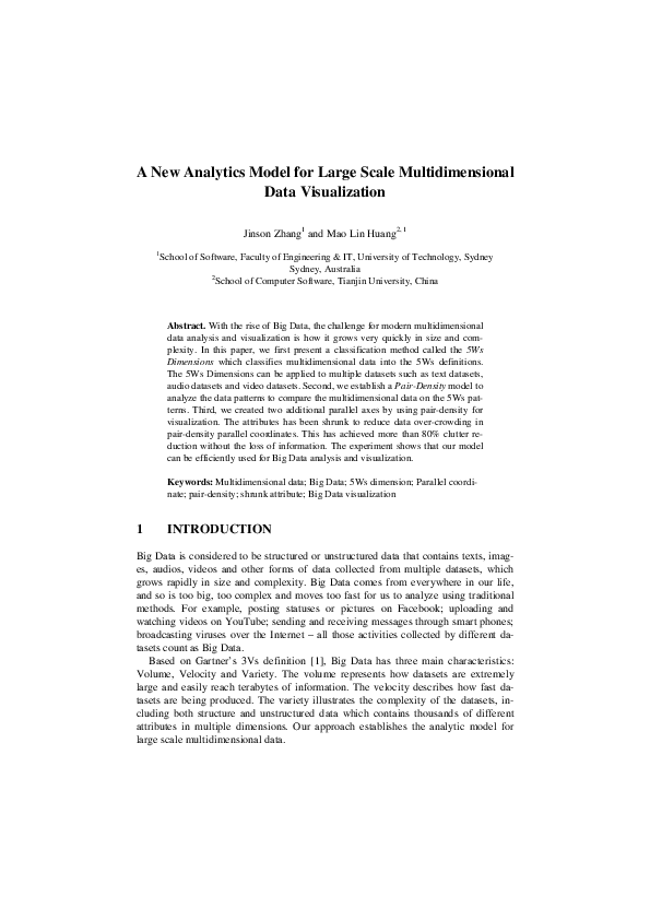 Pdf A New Analytics Model For Large Scale Multidimensional Data Visualization