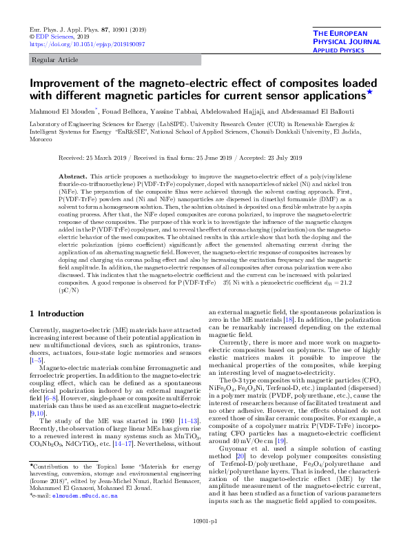 (PDF) Improvement of the magneto-electric effect of composites loaded ...
