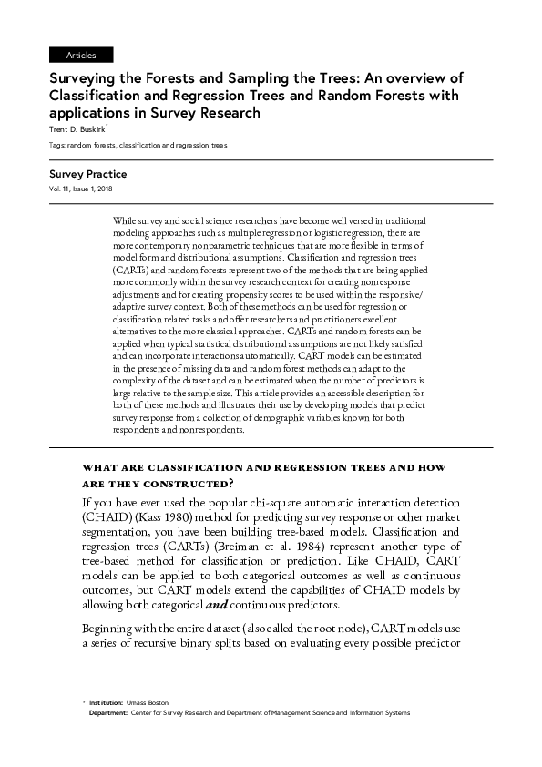 (PDF) Surveying the Forests and Sampling the Trees: An overview of Classification and Regression ...