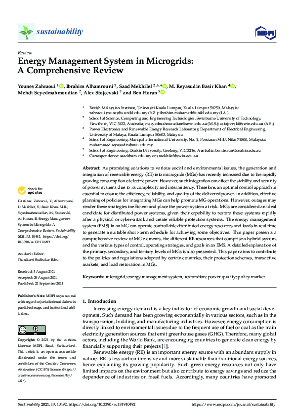 (PDF) Energy Management System in Microgrids: A Comprehensive Review
