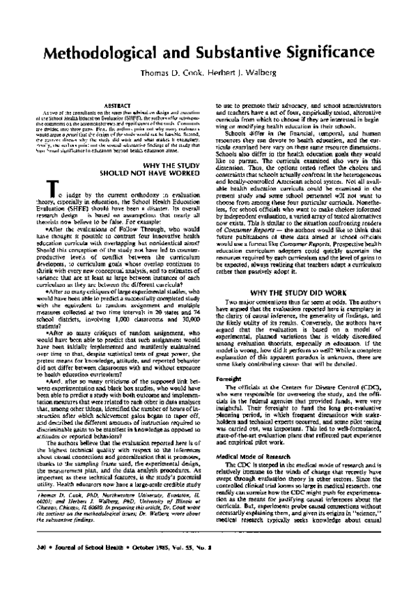 (PDF) Methodological and Substantive Significance