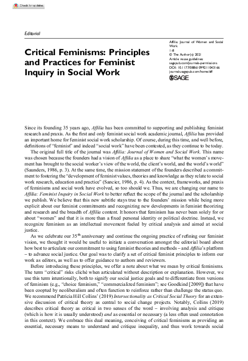(PDF) Critical Feminisms: Principles and Practices for Feminist Inquiry ...