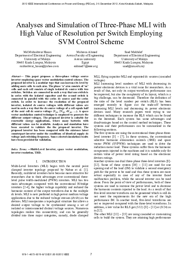 (PDF) Digital Control of Three Phase Three-Stage Hybrid Multilevel Inverter