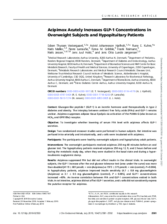 (PDF) Acipimox Acutely Increases GLP-1 Concentrations in Overweight ...