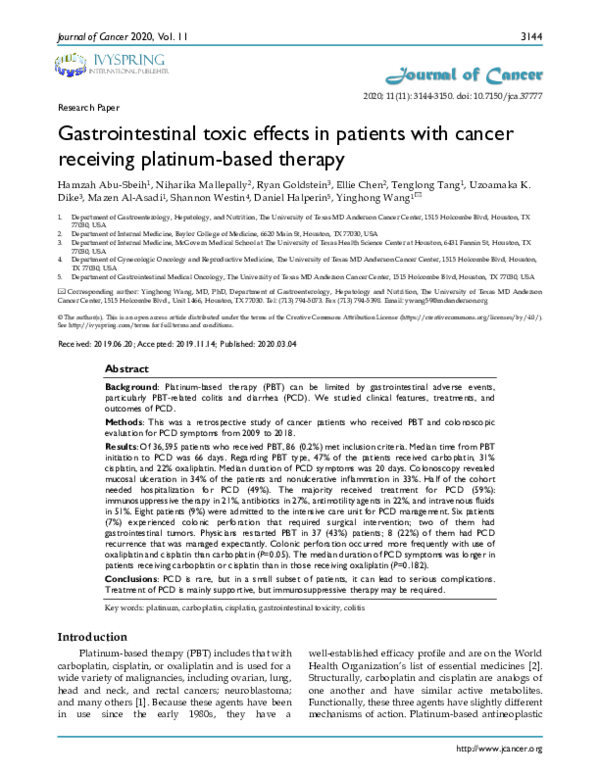 (PDF) Gastrointestinal toxic effects in patients with cancer receiving ...