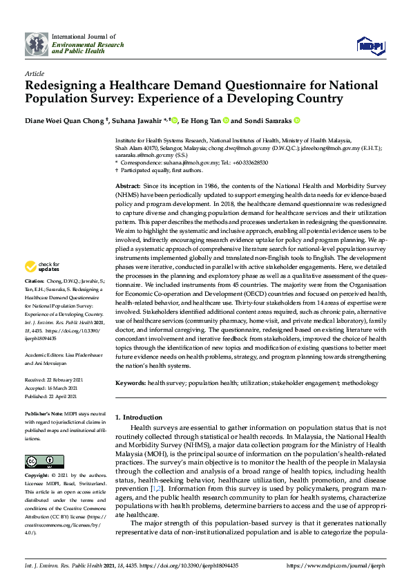 (PDF) Redesigning a Healthcare Demand Questionnaire for National ...