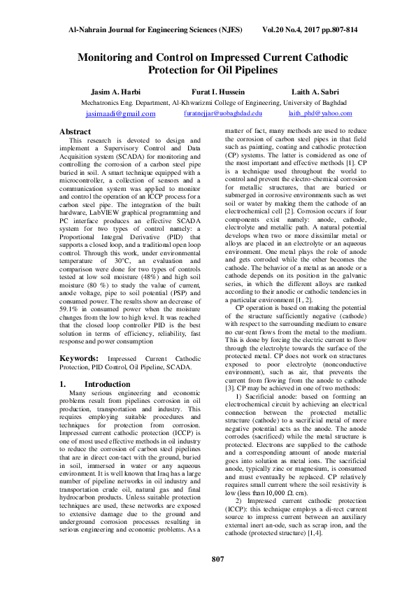 (PDF) Monitoring and Control on Impressed Current Cathodic Protection ...