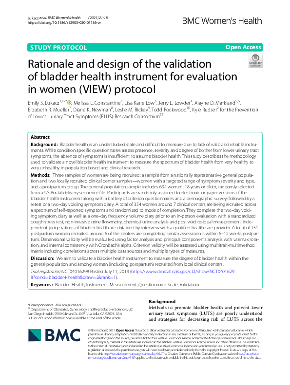 (PDF) Rationale and design of the validation of bladder health ...